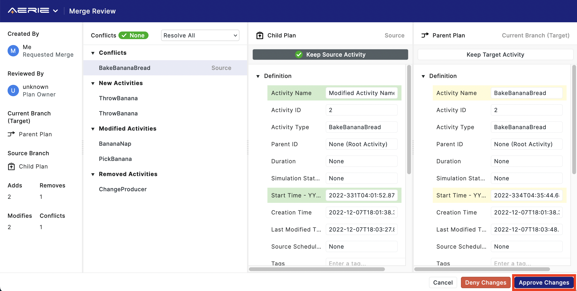 Merging Plans | Aerie Documentation