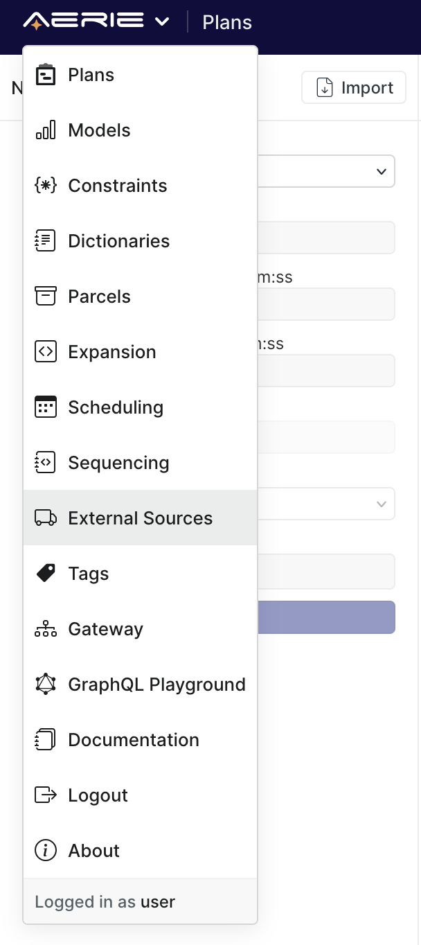 Uploading the External Source & Event Type Schema | Aerie Documentation