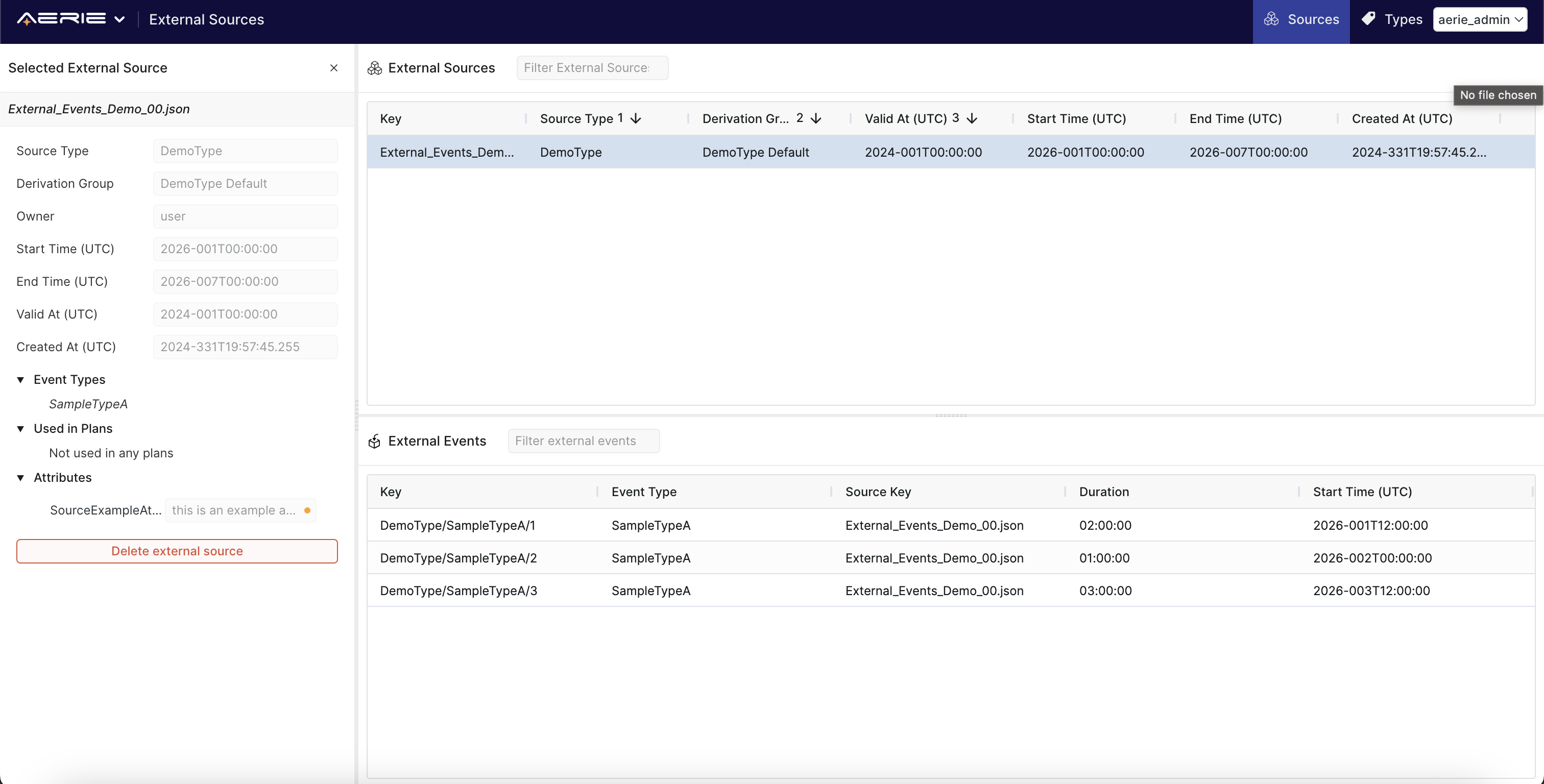 Uploading the External Source & Event Type Schema | Aerie Documentation