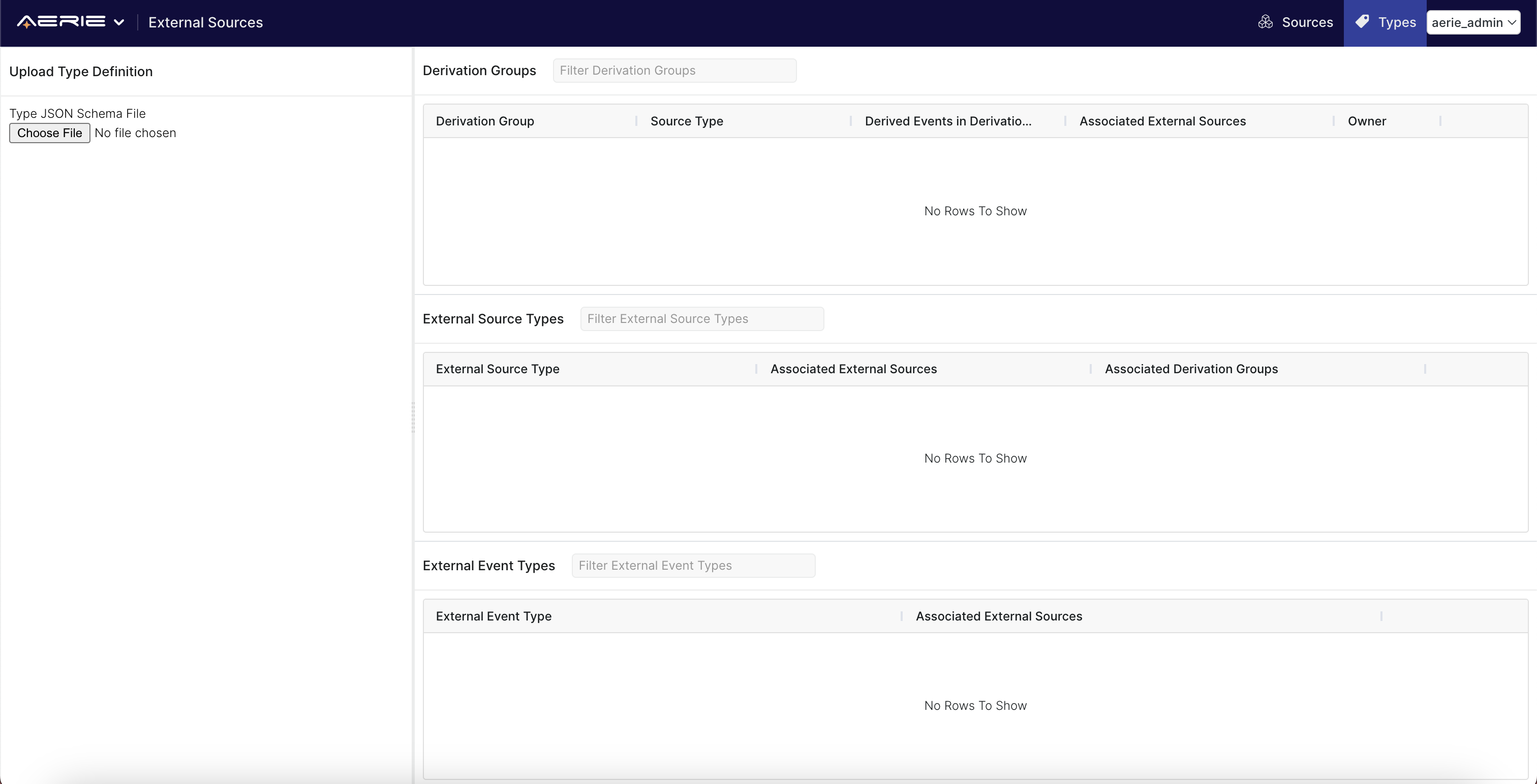 Uploading the External Source & Event Type Schema | Aerie Documentation